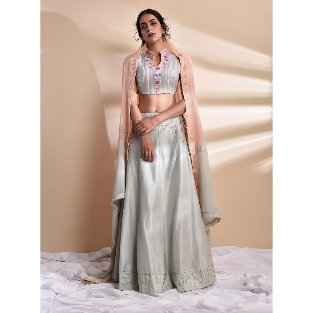 Kanika Sharma Aasmani Bageecha Lehenga with Blouse & Dupatta (Set of 3 – Nykaa Fashion