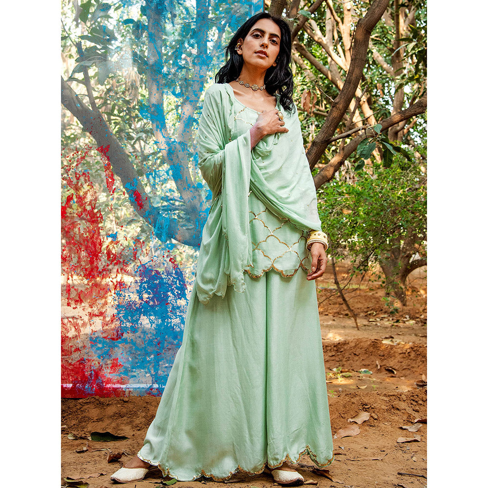 Gulaal Rati Sequin Kurta with Palazzo & Dupatta Green (Set of 3) – Nykaa Fashion