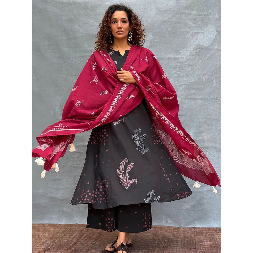 Chidiyaa Maroon Soil Flicker Of Fireflies Ed Cotton Dupatta – Nykaa Fashion