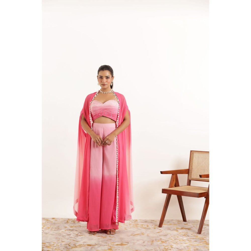 DEASHA INDIA Fusion Ombre Detailed Bustier with Pant and Shrug (Set of ...