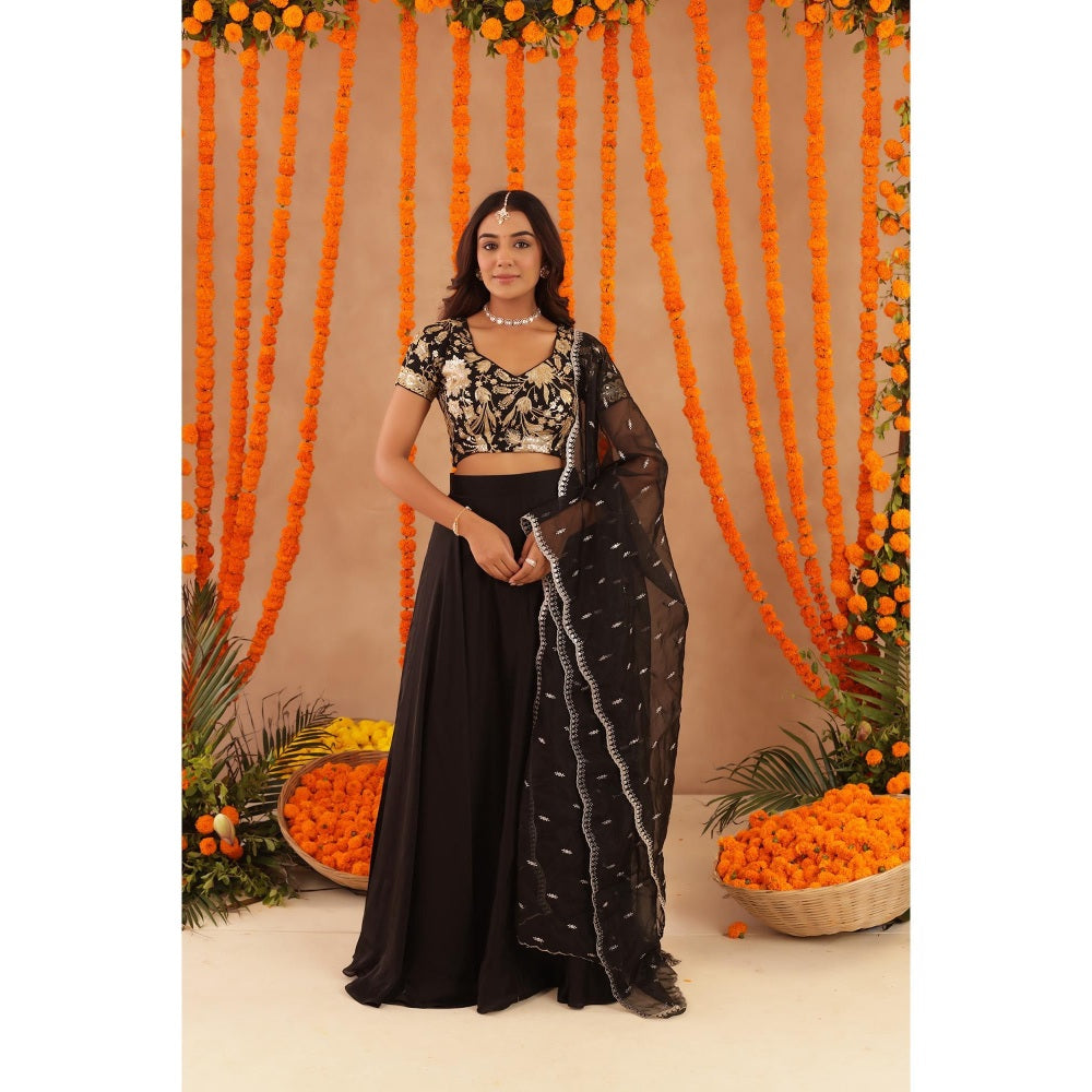 DEASHA INDIA Ishara Black Detailed Lehenga with Blouse and Dupatta ...