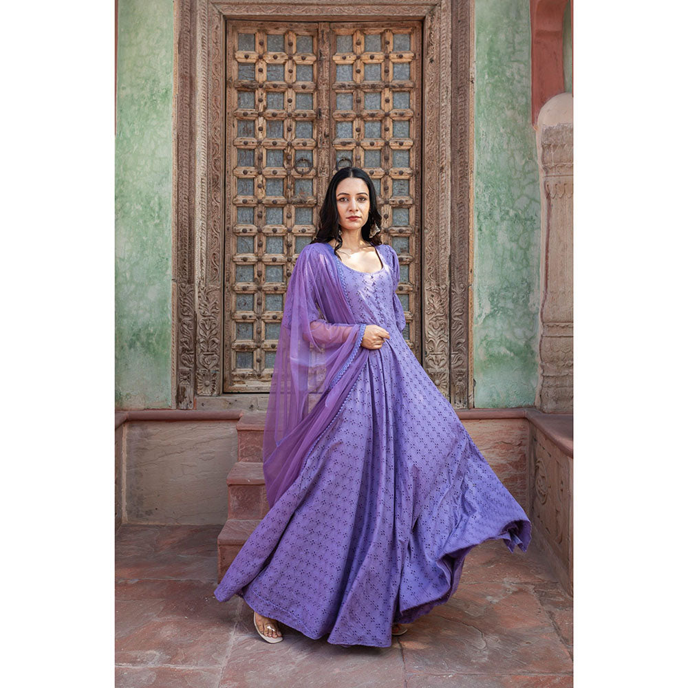 Empress Pitara Lavender Chikankari Anarkali (Set of 2) – Nykaa Fashion