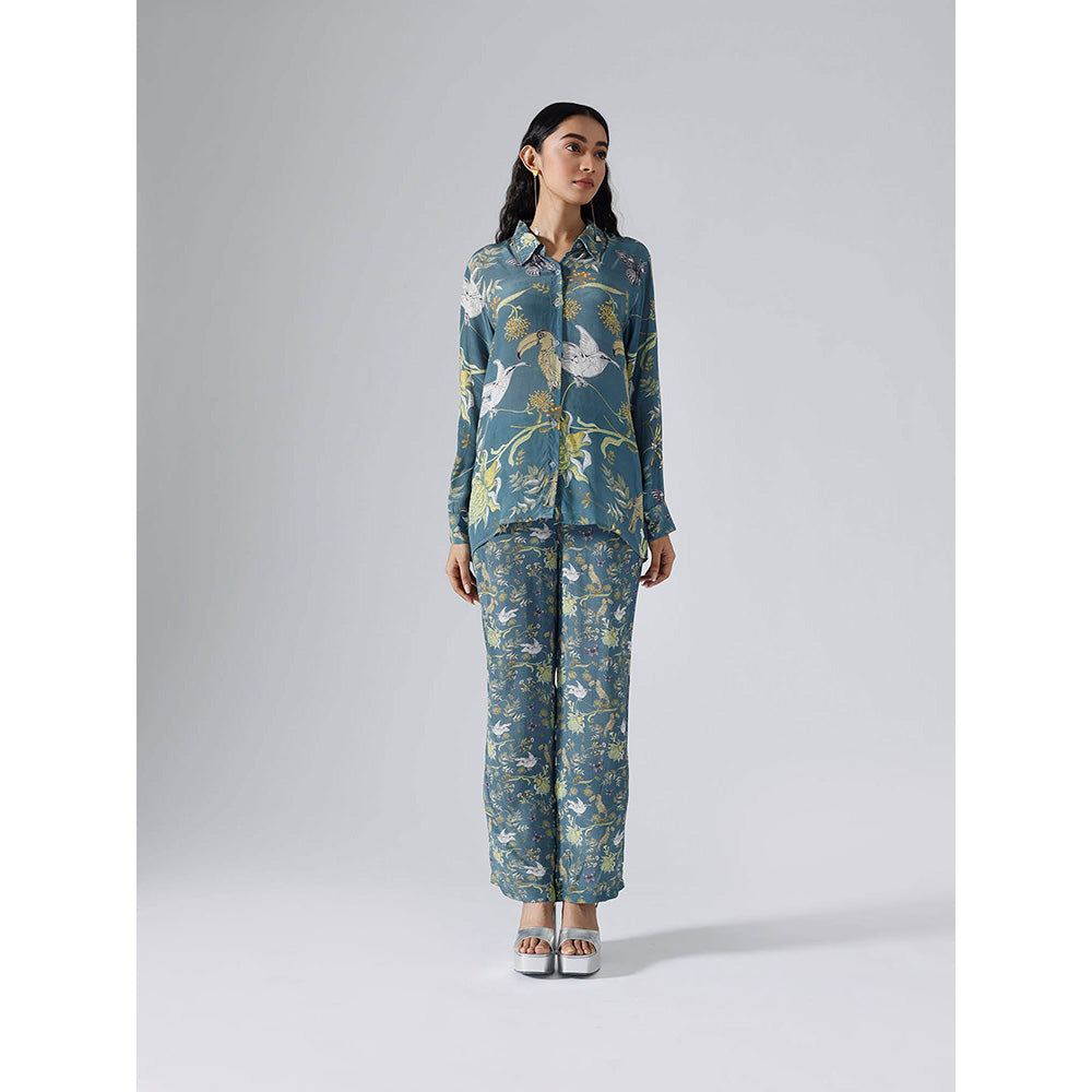 Klad Toucan Blue Collar Neck Mismatch Co-Ord (Set of 2) – Nykaa Fashion