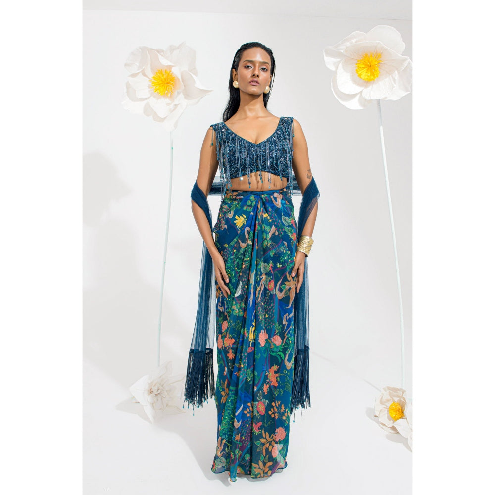 Muskan Aggarwal Alana Floral Embellished Blouse with Skirt and Dupatta ...