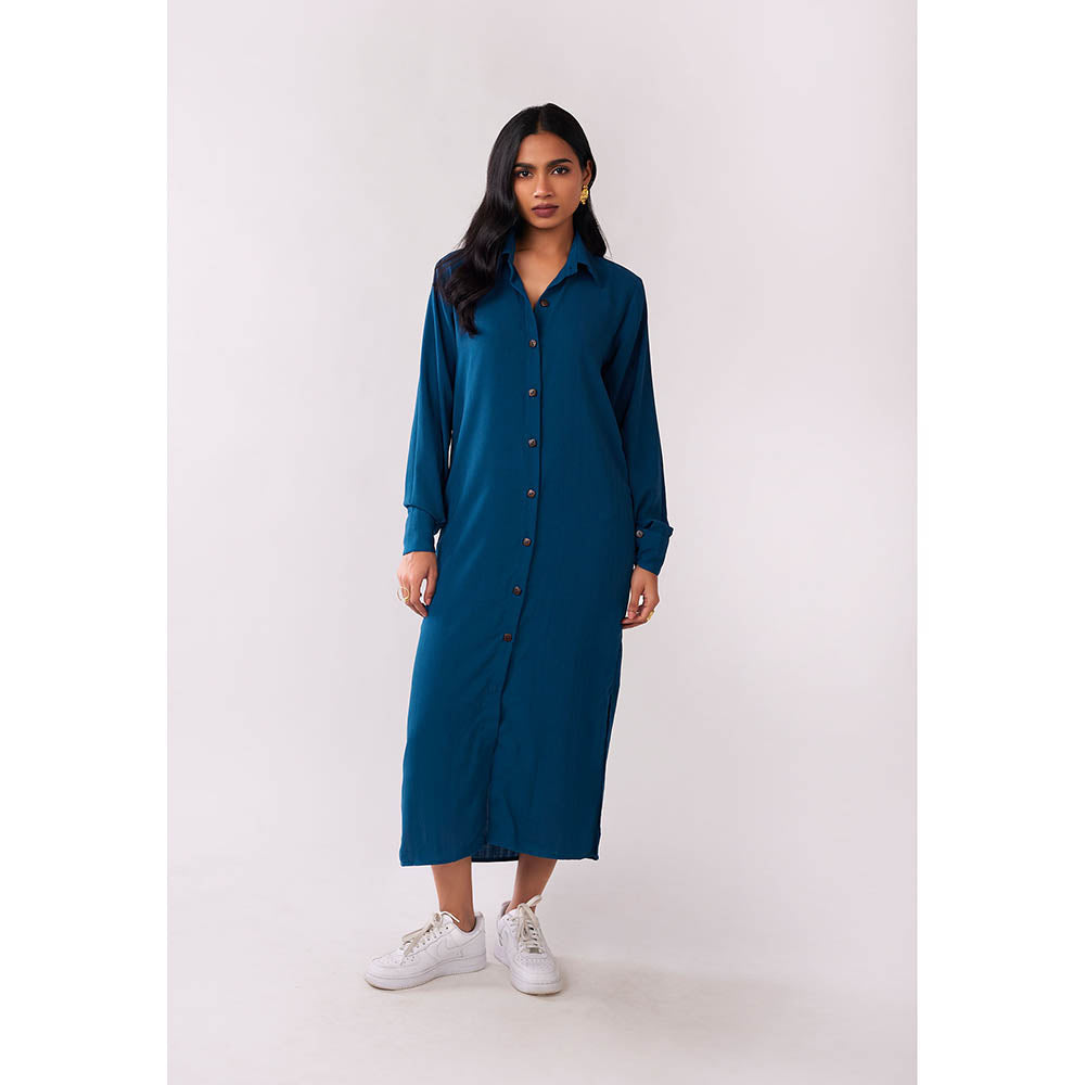 Poppi Blue Shirt Midi Dress – Nykaa Fashion