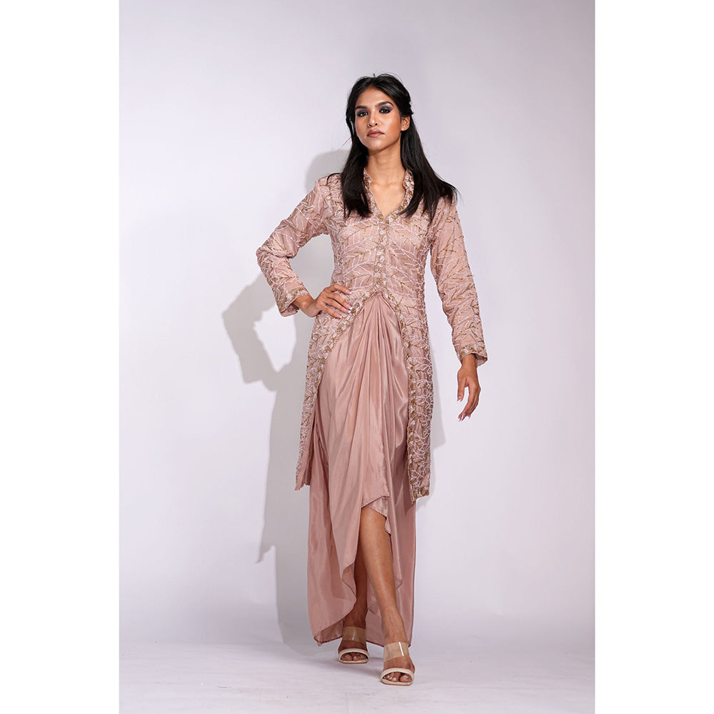 Shruti S Pathani Jacket and Dhoti Set for Women In Rose Gold (Set of 2 ...