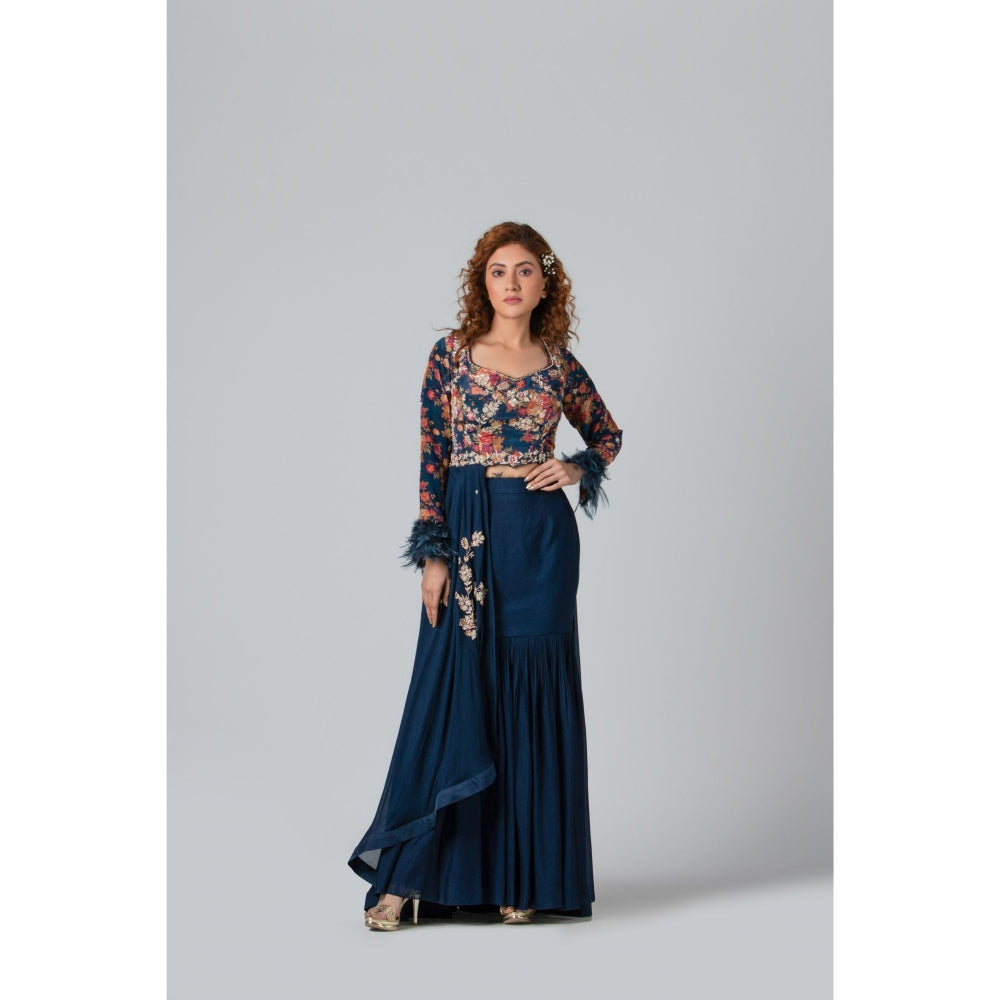Suruchi Parakh Womens Navy Blue Embellished Top and Skirt (Set of 2 ...