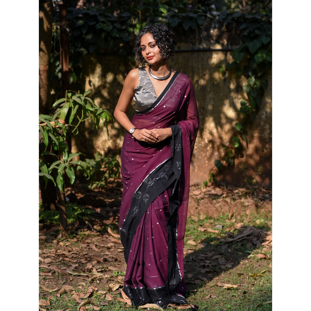 Suta Purple Woven Design Pure Cotton Saree – Nykaa Fashion
