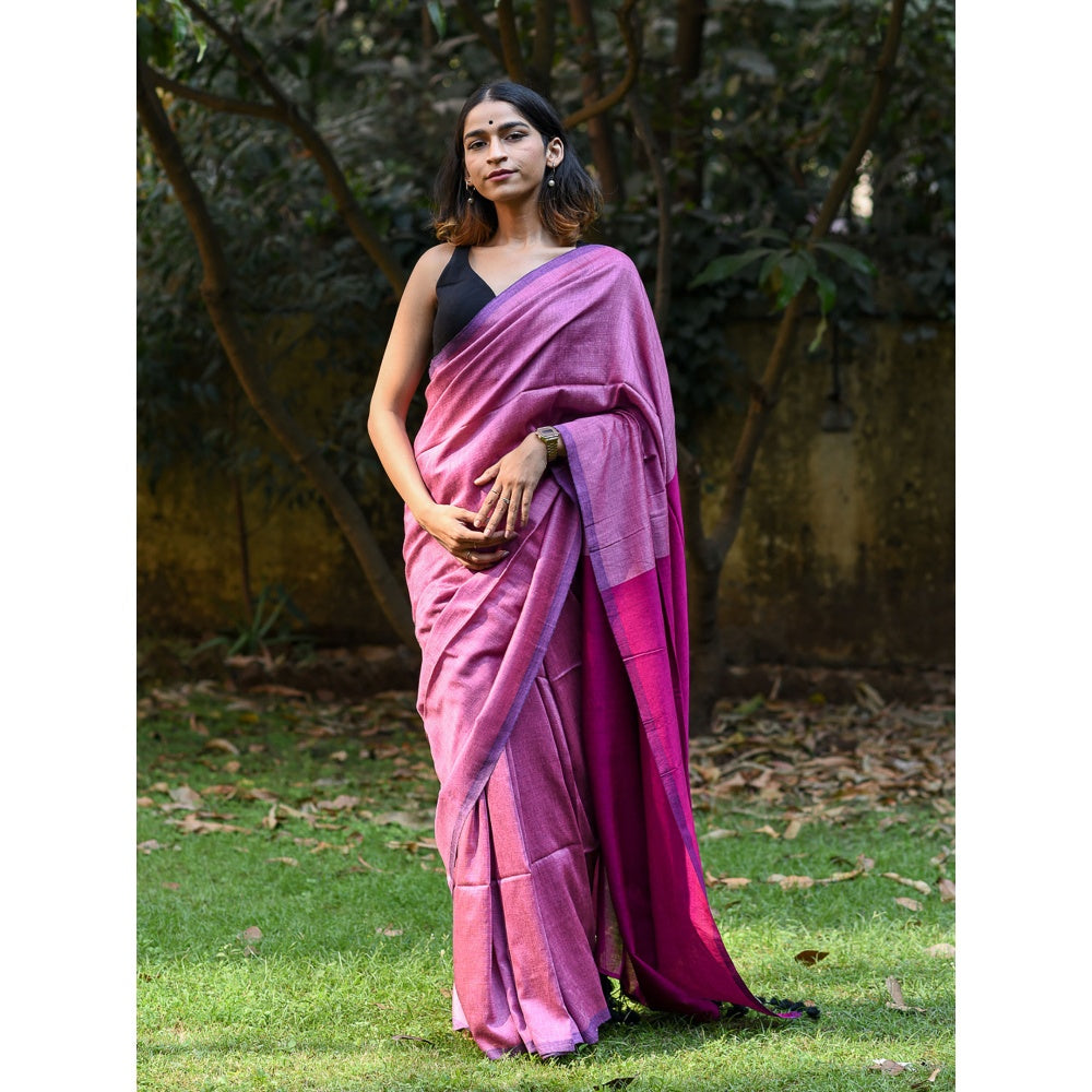 Suta Pink Solid Cotton Blend Saree – Nykaa Fashion