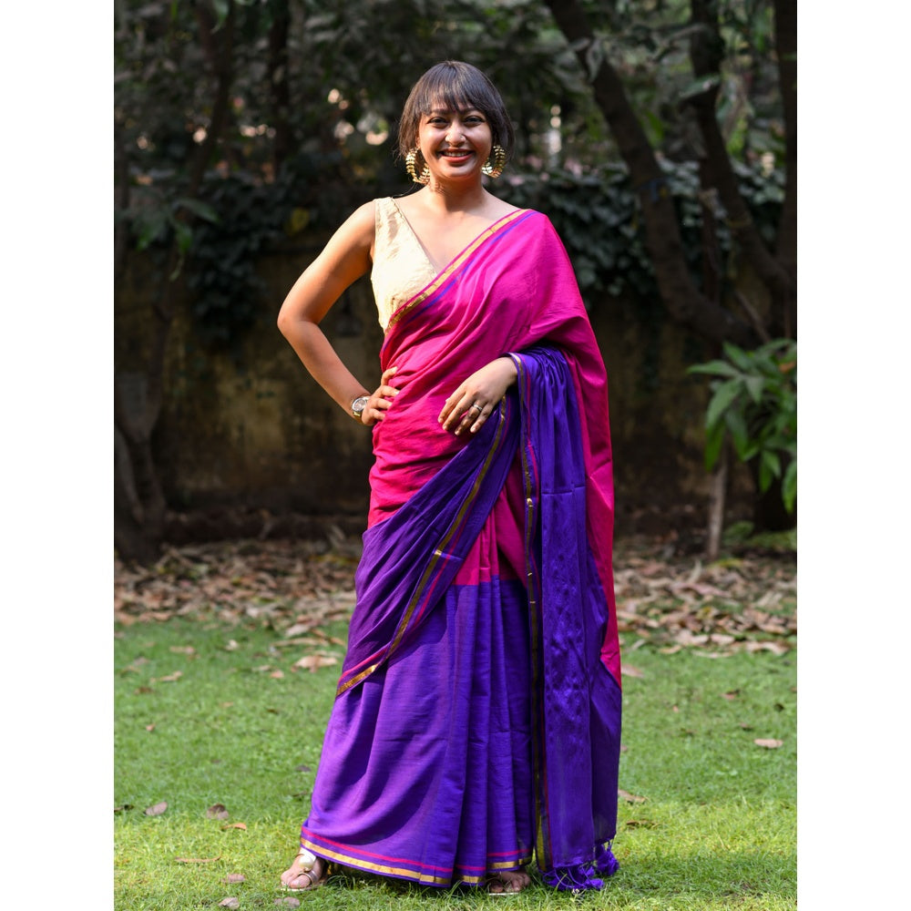 Suta Multi-Color Colorblock Cotton Blend Saree – Nykaa Fashion