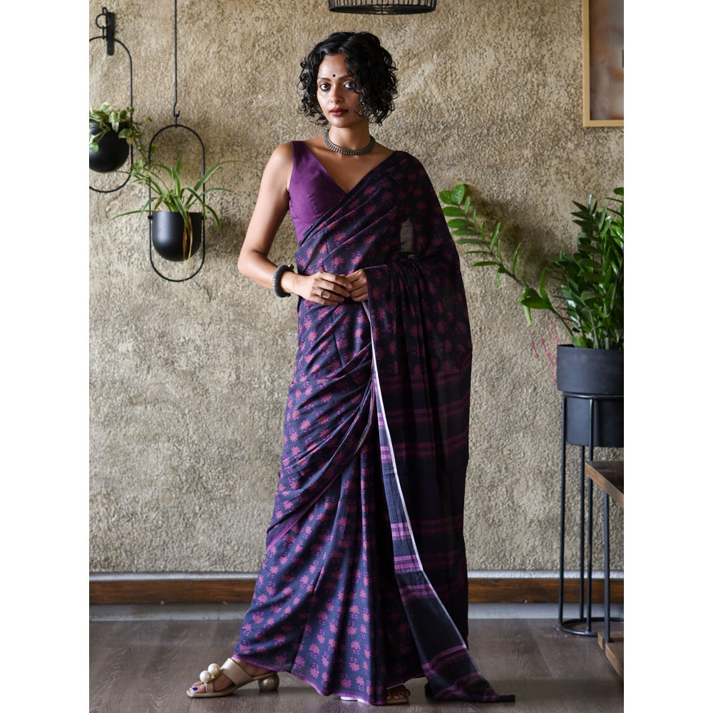 Suta Purple Pure Cotton Floral Printed Saree – Nykaa Fashion