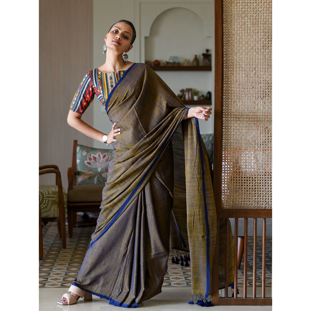 Suta Brown Cotton Blend Solid Saree – Nykaa Fashion