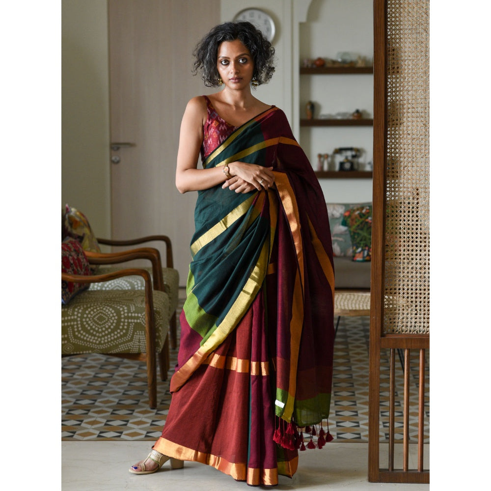Suta Multi Color Colorblocked Saree – Nykaa Fashion