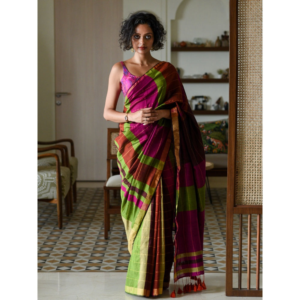Suta Multi Color Colorblocked Saree – Nykaa Fashion