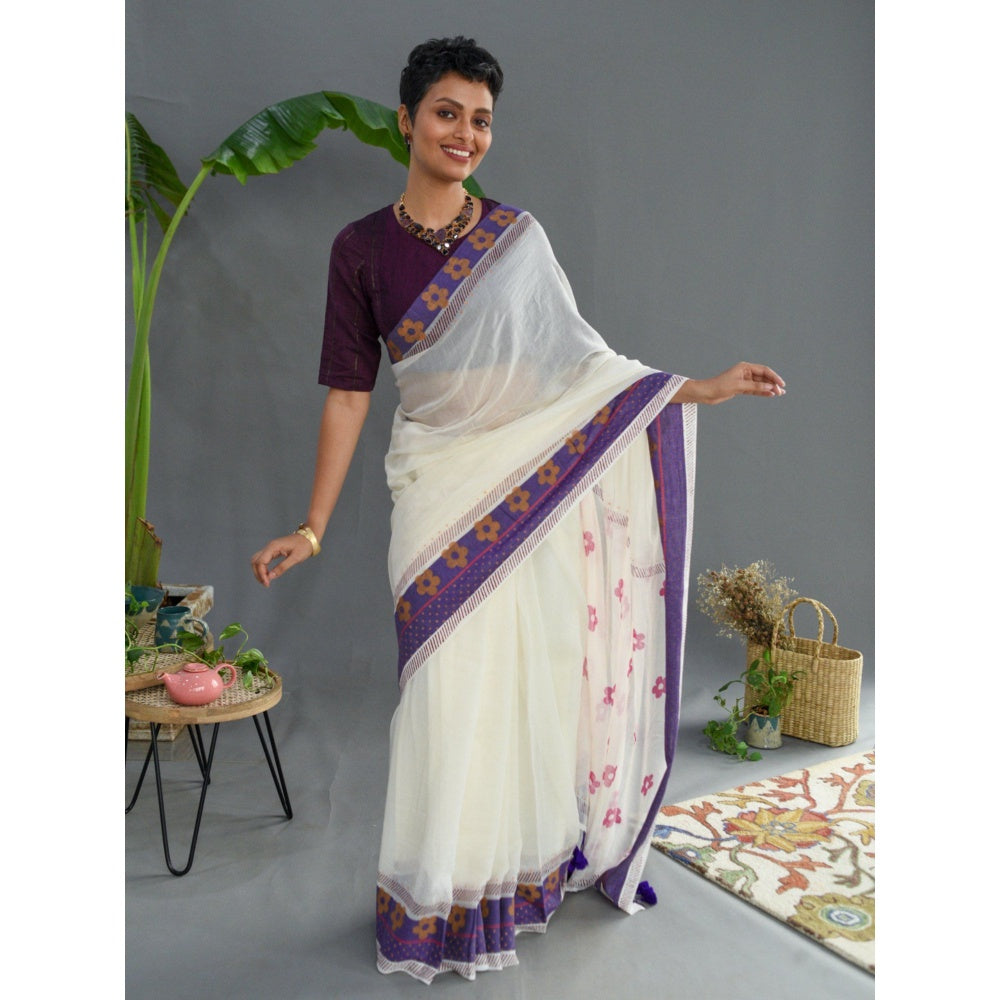 Suta White Cotton Printed Saree – Nykaa Fashion