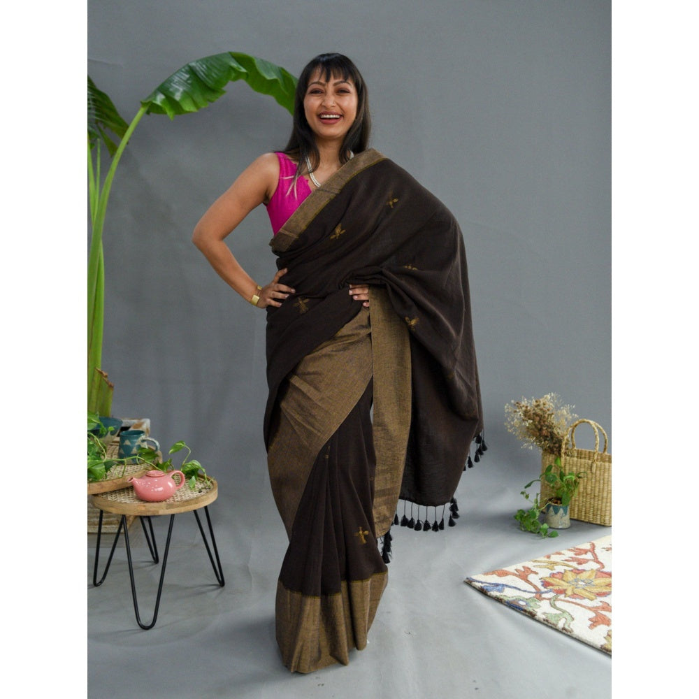 Suta Brown Cotton Woven Saree – Nykaa Fashion
