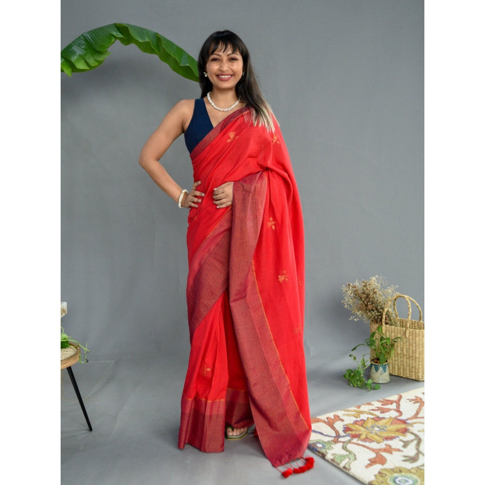 Suta Red Cotton Woven Saree – Nykaa Fashion