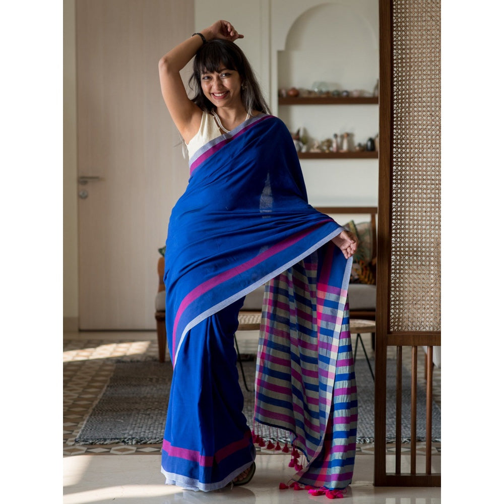 Suta Multi Color Stripe Cotton Blend Saree with Unstitched Blouse ...