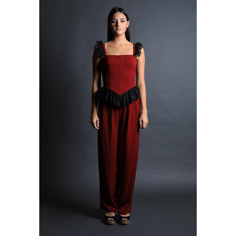 Swatee Singh Corseted Lace Top and Pleated Pants (Set of 2) – Nykaa Fashion