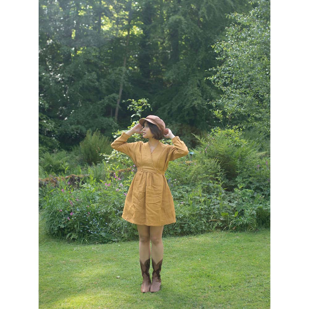 The Terra tribe Hawaii Mustard Shift Mini Dress With Belt (Set of 2 ...