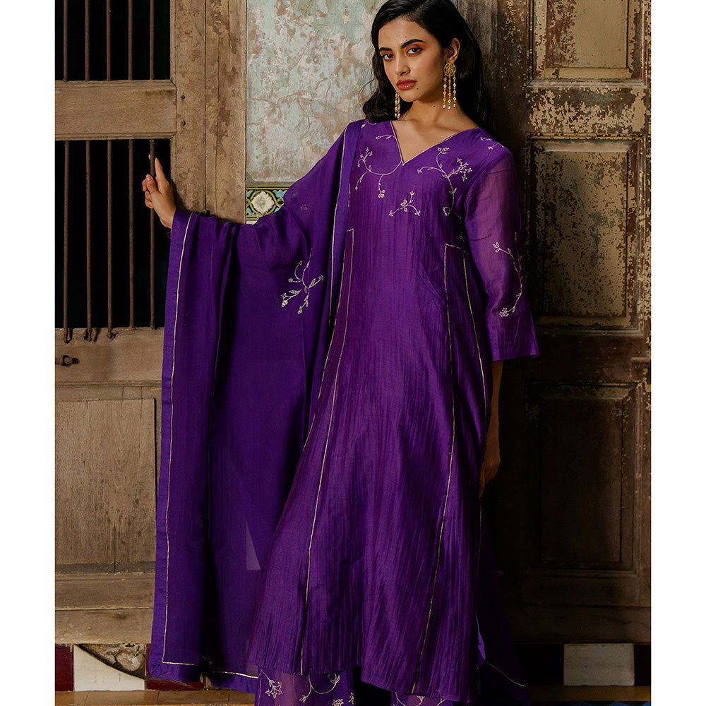 Zebein Phool Jali Silk Organza Dupatta Purple – Nykaa Fashion