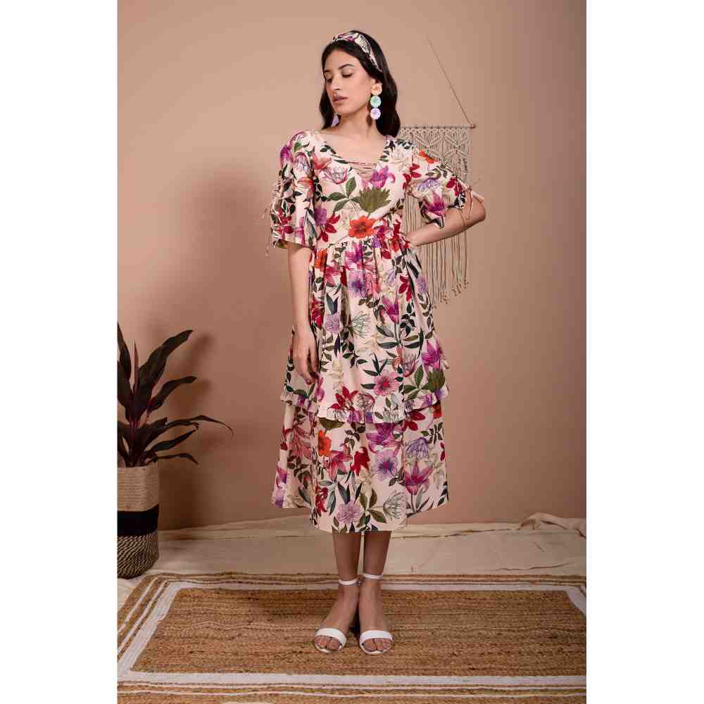 AROOP SHOP INDIA Pink Lita Floral Print Midi Dress – Nykaa Fashion
