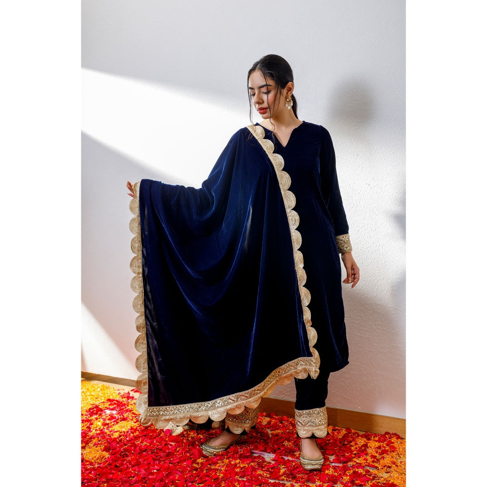 Empress Pitara Navy Blue Velvet Dupatta – Nykaa Fashion