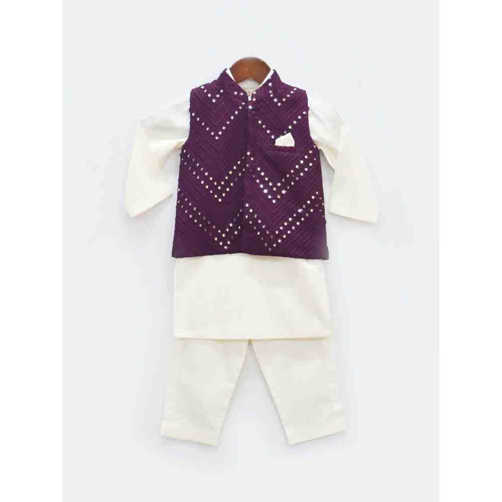 Fayon Kids Wine Mirror Work Jacket with Kurta Pant (0-6 Months) – Nykaa ...