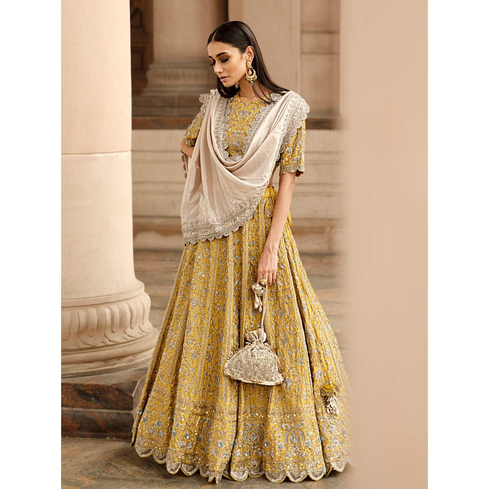 Jayanti Reddy Yellow Lehenga With Blouse And Dupatta (Set Of 3) – Nykaa ...