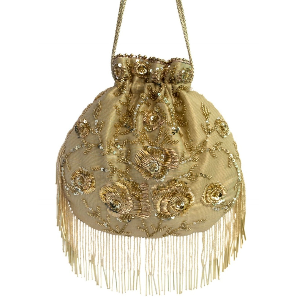 Adora By Ankita Gold Flapper Zardozi Bag – Nykaa Fashion
