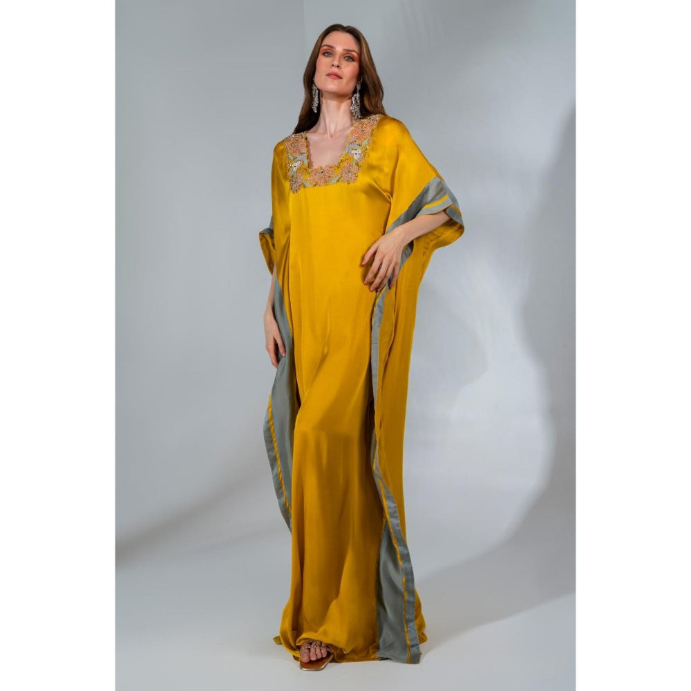 Neha Khullar Yellow Kaftan In Modal Satin – Nykaa Fashion