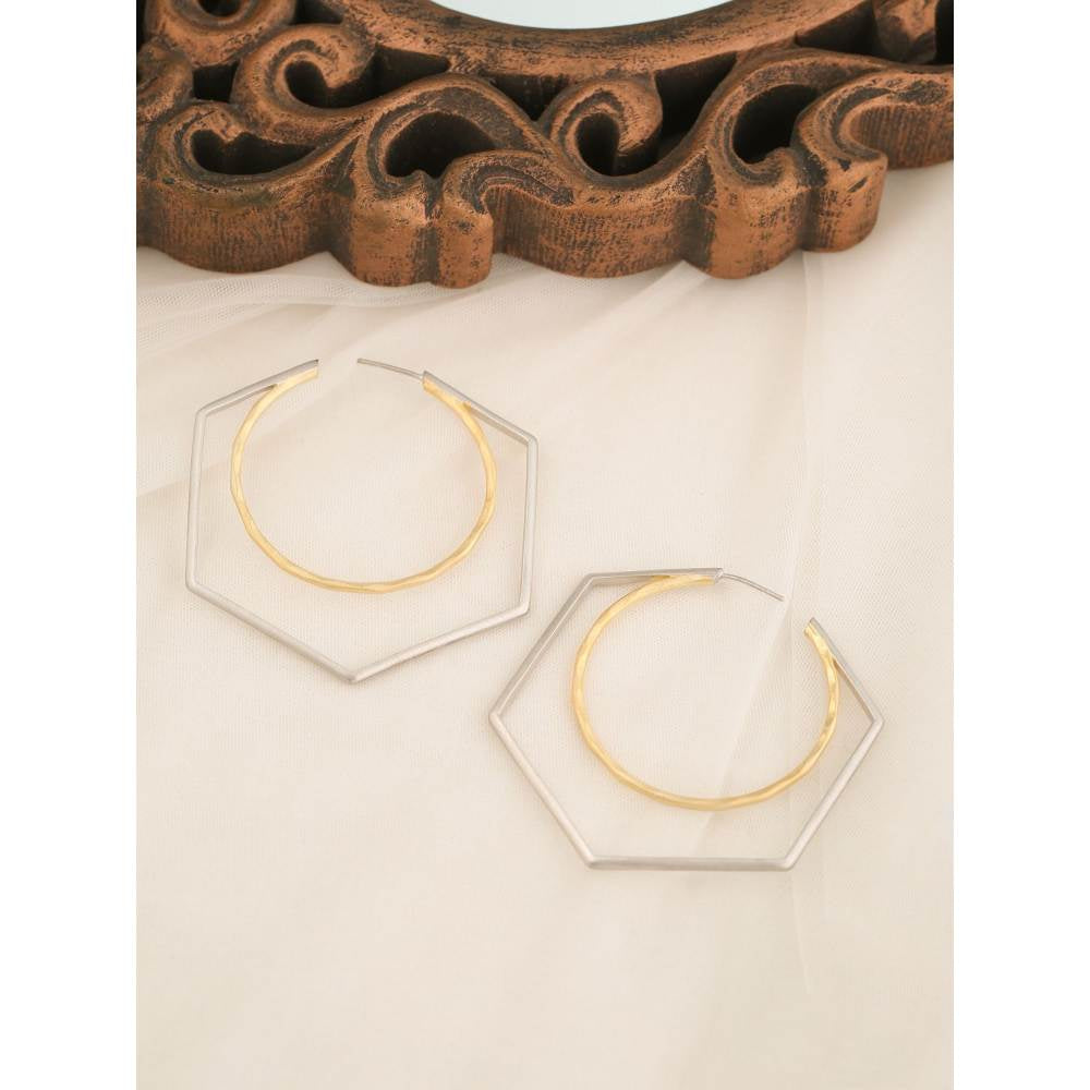 Zurooh Dual Tone Hexagonal Hoops – Nykaa Fashion